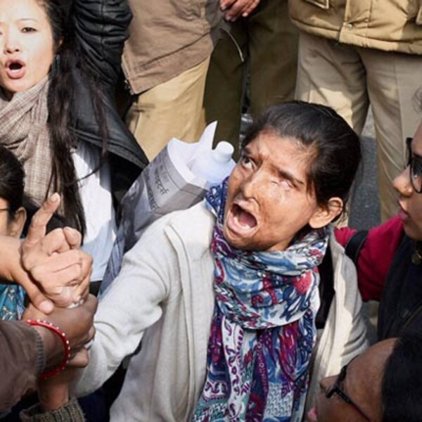 'Stop Acid Attack' campaigners detained during protest outside Parliament