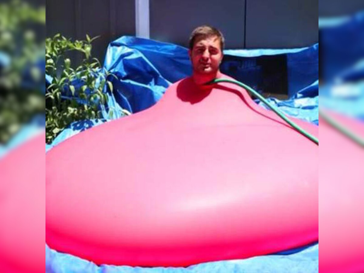 Watch the hilarious video of giant water balloon exploding with a man ...