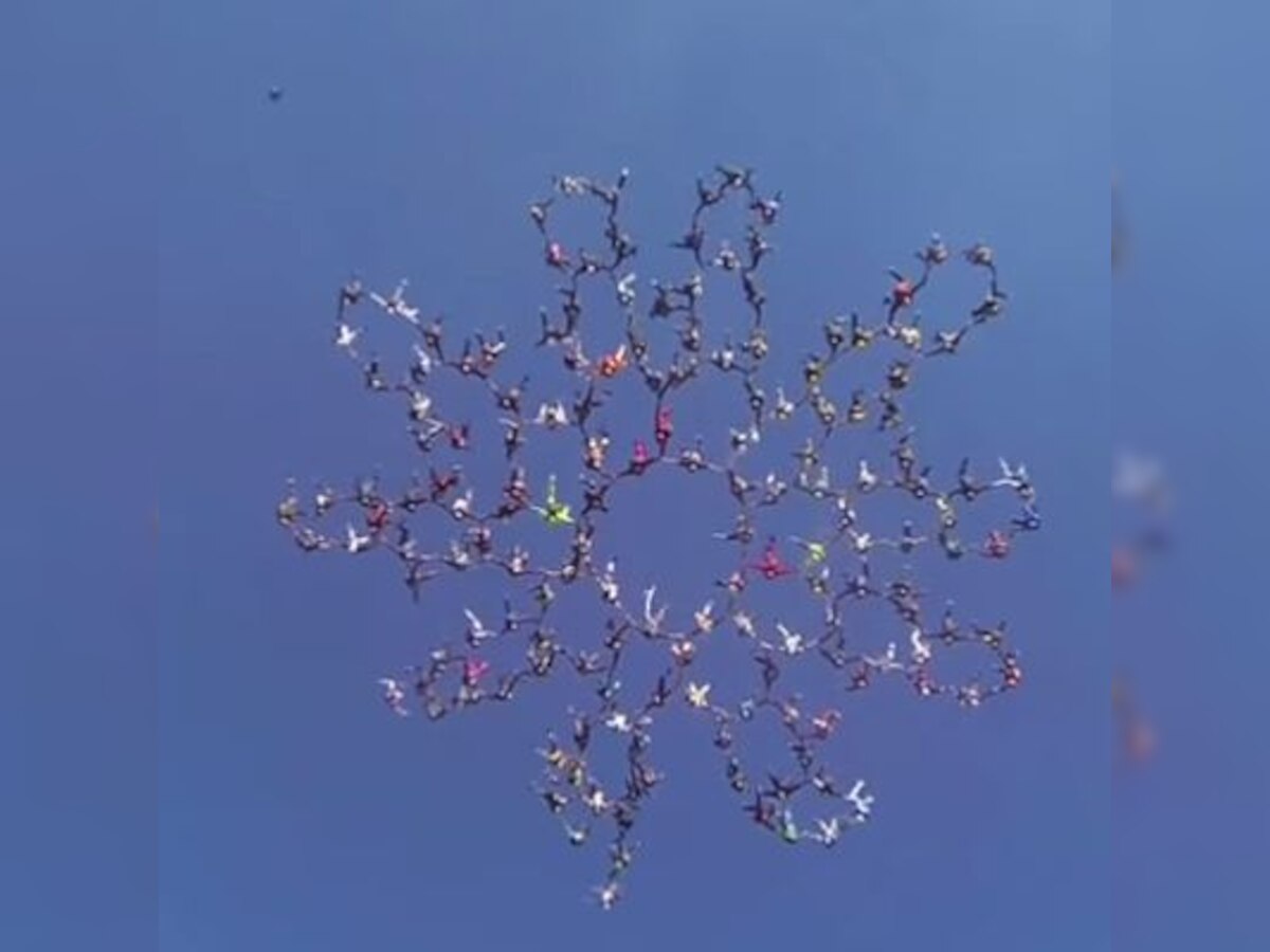 Watch: 164 men break record for creating the largest skydiving formation