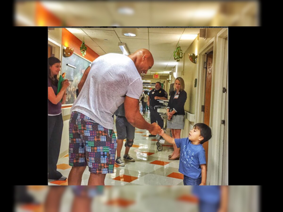 Dwayne Johnson pays surprise visit to children at hospital