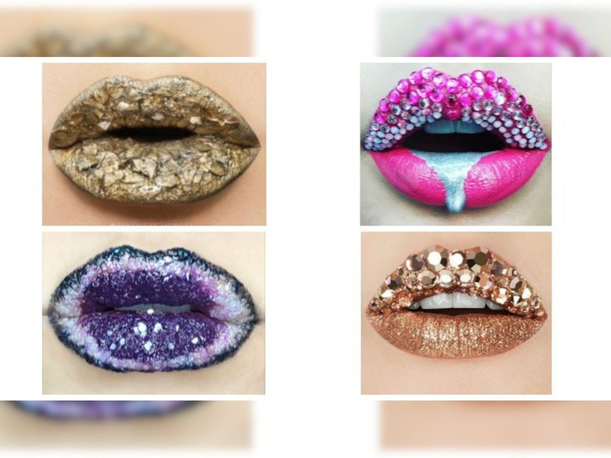 From sequins to coloured stones, the crystal lip trend is taking over ...