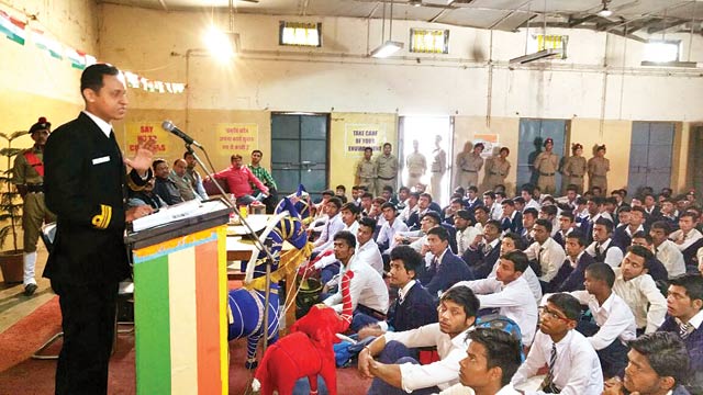 In a first, government schoolkids interact with Naval officers
