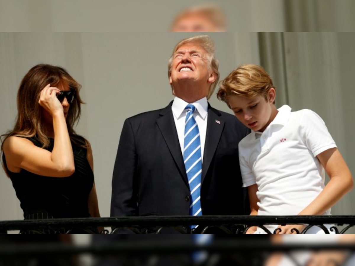 Watch: US President Donald Trump appears to briefly look directly at ...