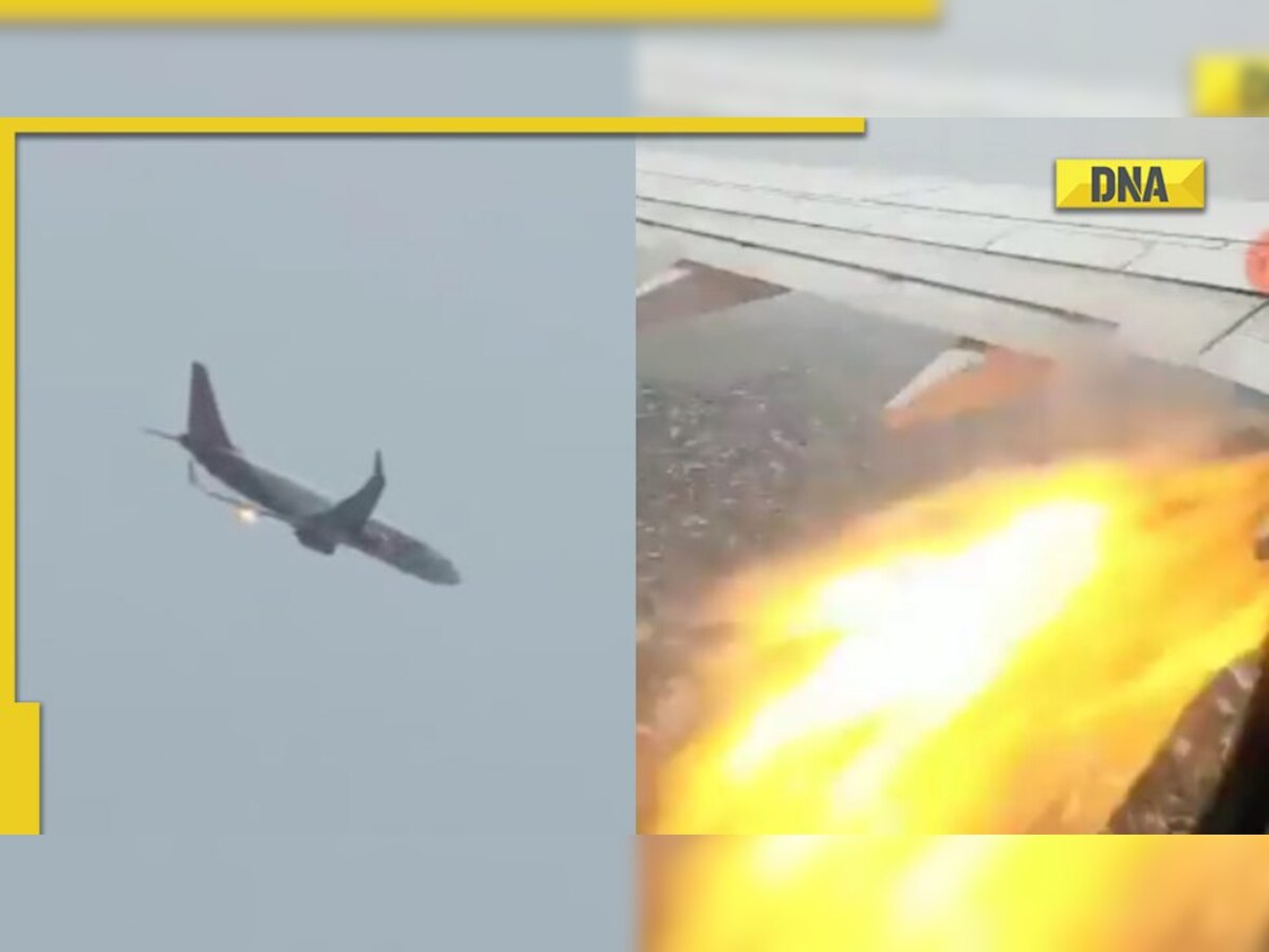 SpiceJet flight makes emergency landing: Visuals show plane on fire mid-air