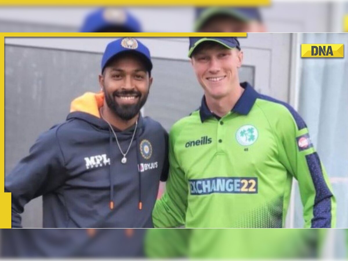 Hardik Pandya gifts his cricket bat to the Irish batsman Harry Tucker