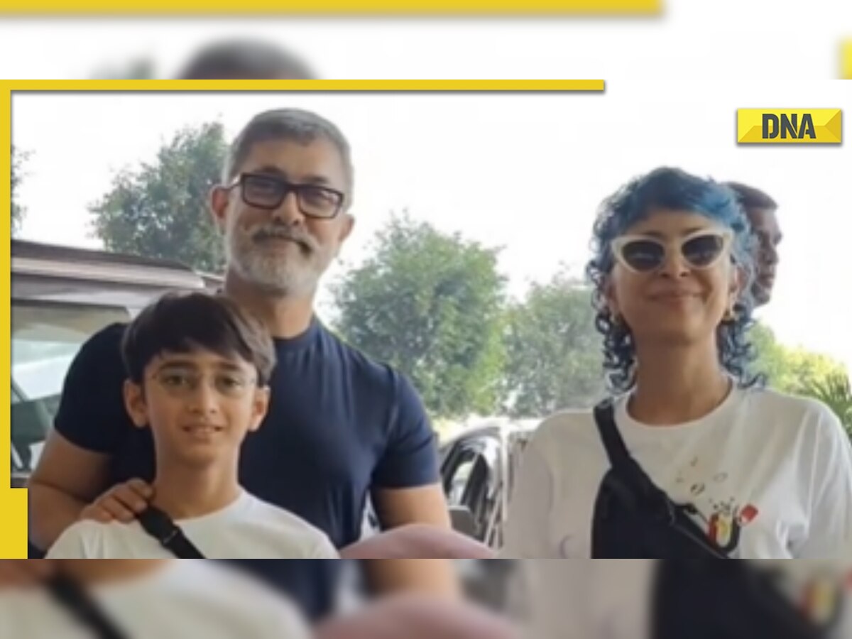 Aamir Khan poses with ex-wife Kiran Rao and son Azad at Mumbai airport ...