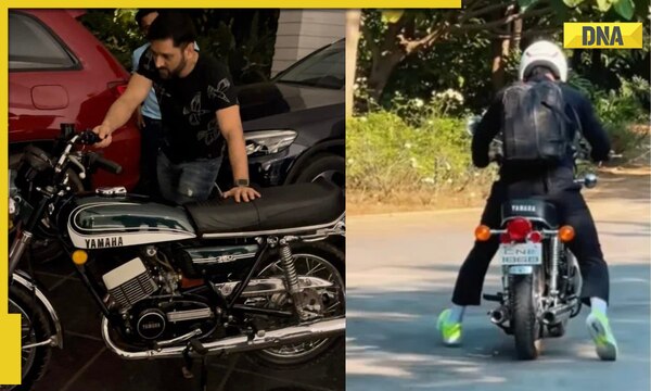 MS Dhoni struggles to kick start his Yamaha RD350 bike, video goes viral