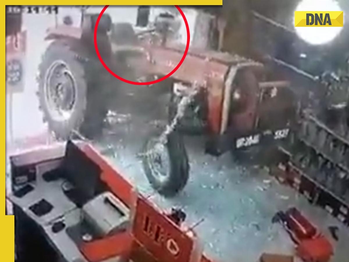 Viral video: 'Haunted' tractor starts on its own, breaks shop's glass ...