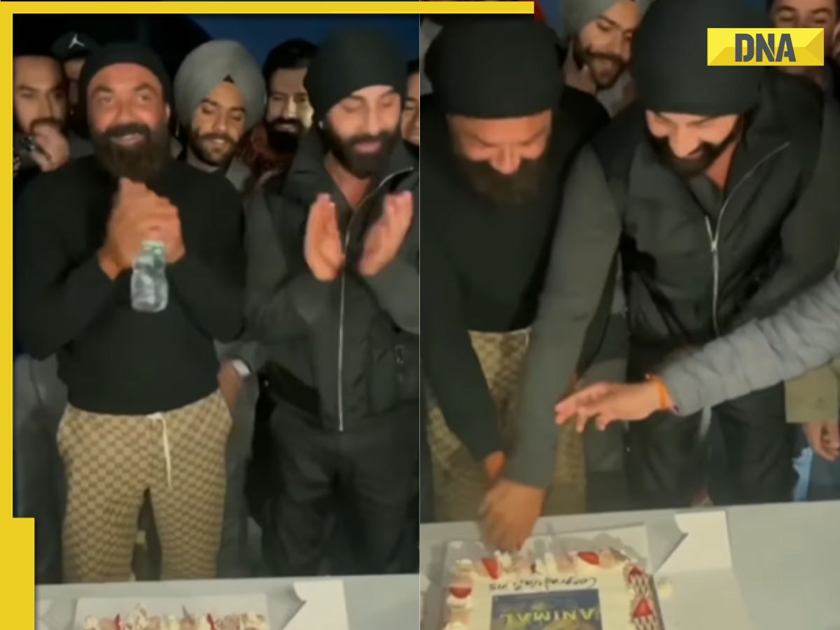 Watch: Ranbir Kapoor kisses Bobby Deol at Animal wrap-up bash, netizens say 'judwaa bhai lag ...