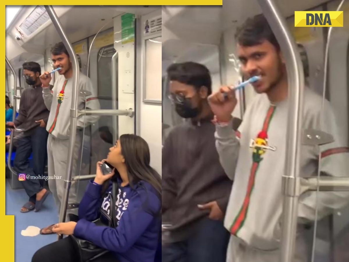 Watch: After viral Delhi Metro girl video, man brushing his teeth ...