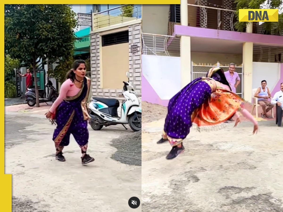 Woman in saree performs risky stunt, viral video impresses desi internet