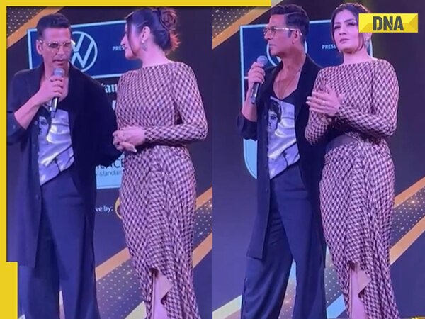 Exes Akshay Kumar and Raveena Tandon share a hug at Mumbai event ...