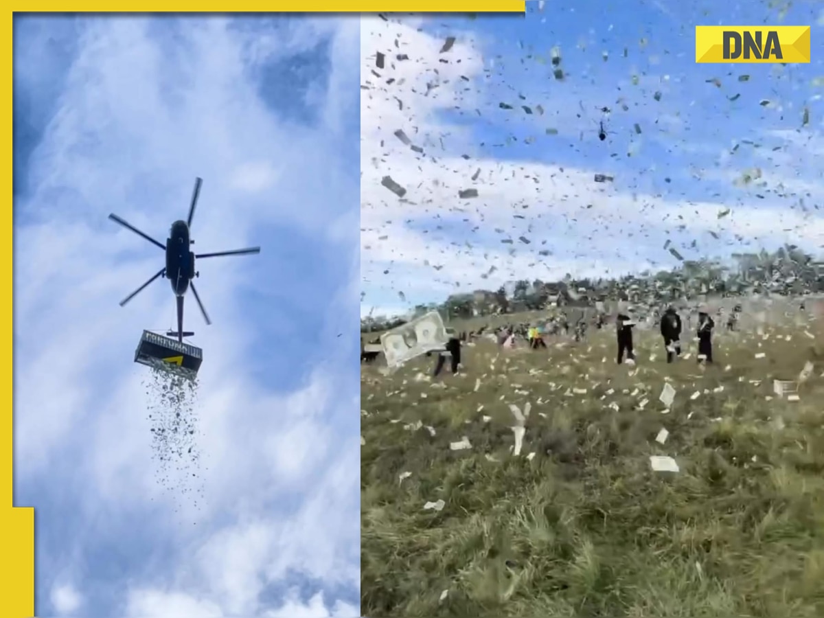 Viral video: Czech influencer drops 1 million dollar from helicopter ...