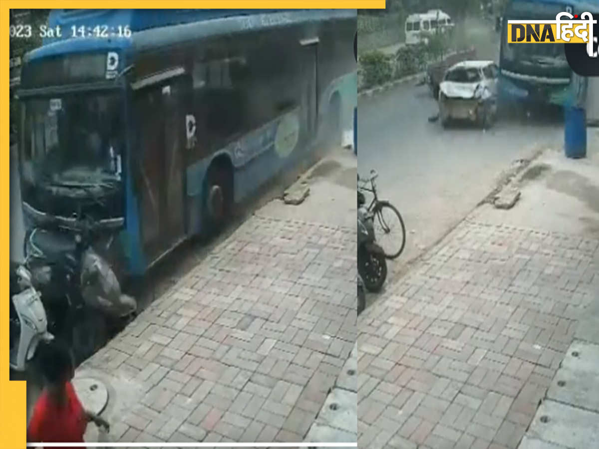 Delhi Bus Video दिल्ली में डीटीसी की बस का कहर रास्ते में आई कार बाइक