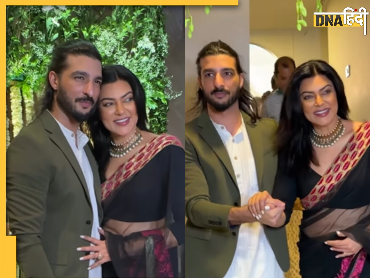 हाथों में हाथ डाले दिवाली पार्टी में पहुंचे Sushmita Sen और Rohman ...