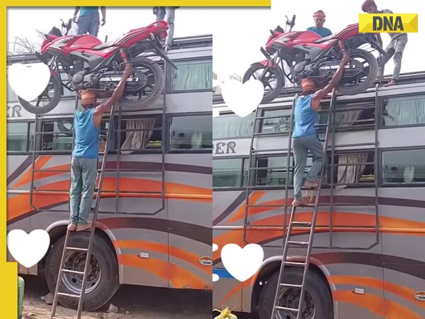 Watch: Man climbs bus ladder balancing 130 kg bike on head, internet ...