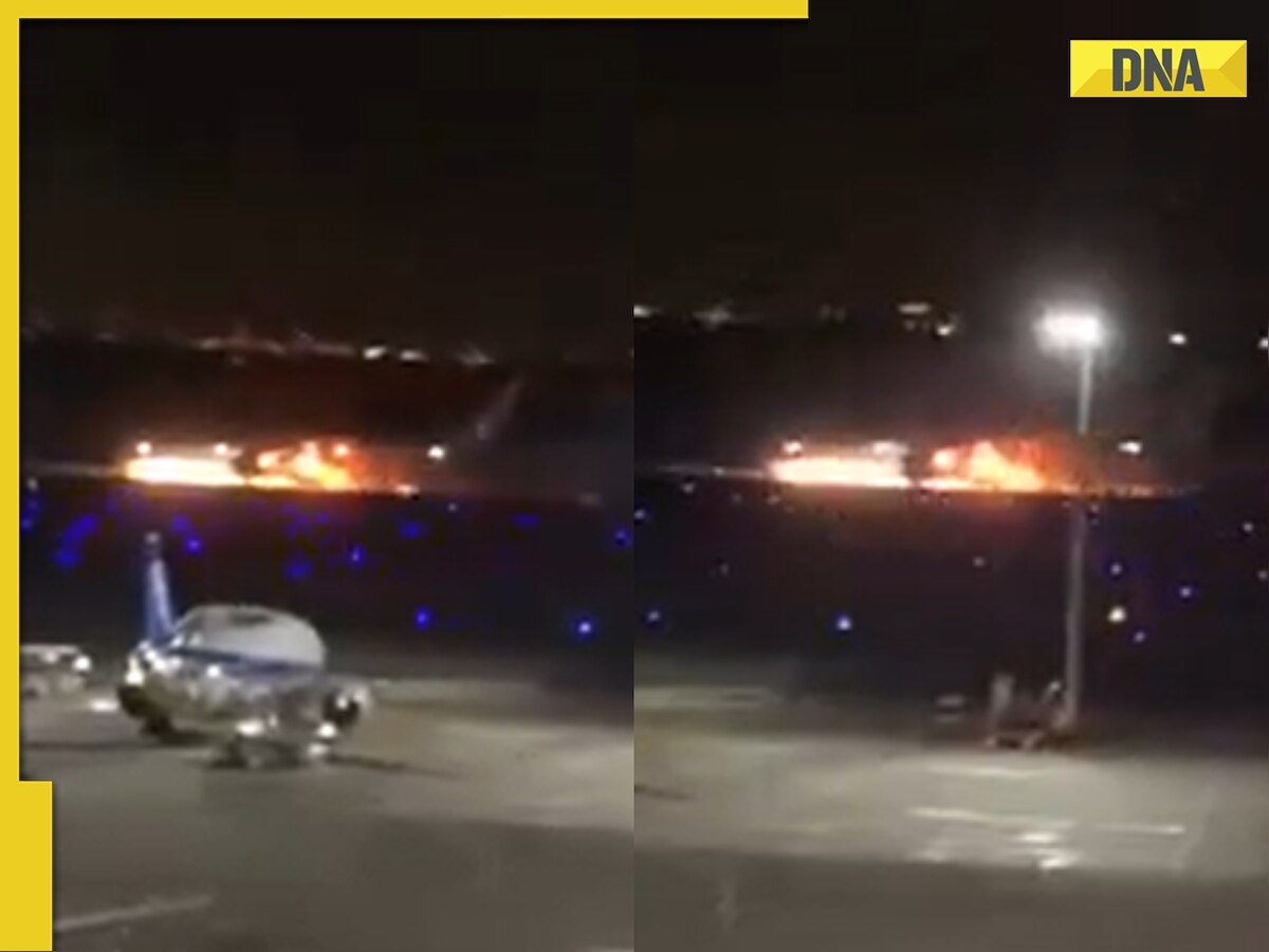 Fire breaks out in plane after collision at Tokyo Haneda airport in ...