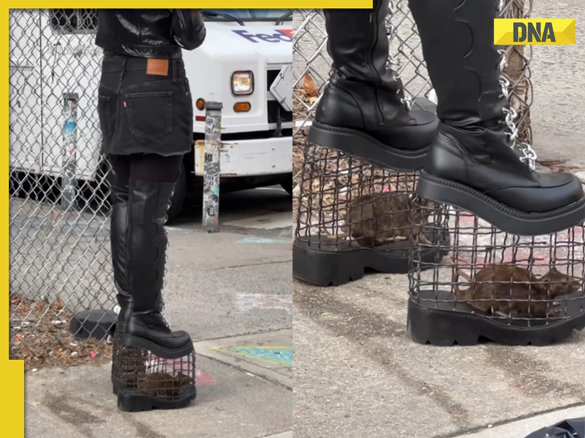 Viral video: Woman wears rat-cage heels in New York, internet is shocked