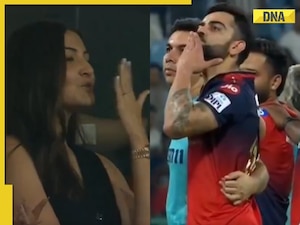 Viral video: Anushka Sharma, Virat Kohli blow flying kisses to each other after RCB wins against ...