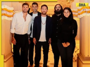 Anant Ambani and Radhika Merchant twin in black, meet with Lionel Messi ...