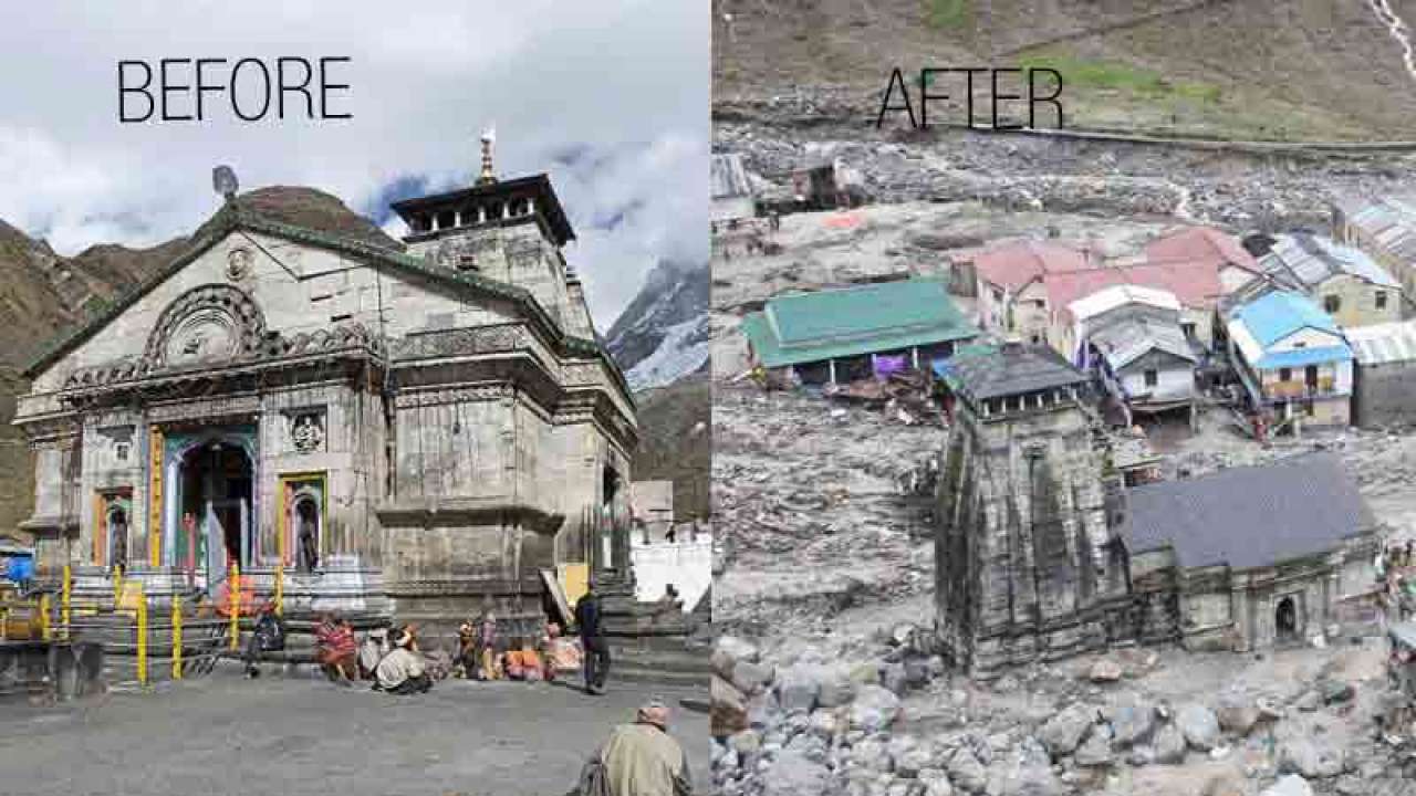Before and After visuals of the flood-ravaged Uttarakhand