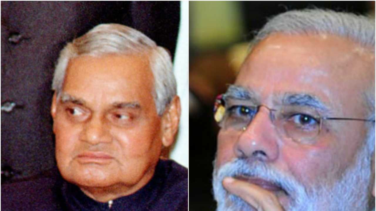 PM Narendra Modi greets Atal Bihari Vajpayee, visits his residence PM Narendra Modi greets Atal Bihari Vajpayee, visits his residence