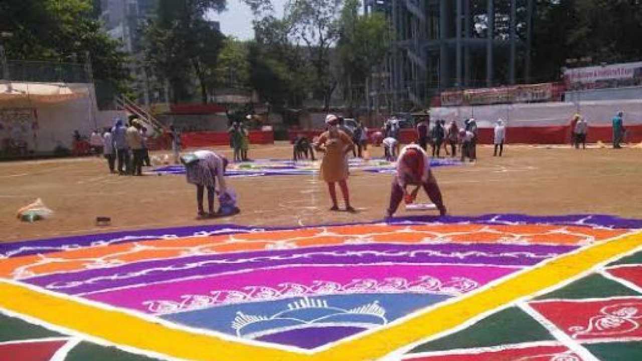 Rangoli spread over 16,000 sq ft being created ahead of Gudi Padwa