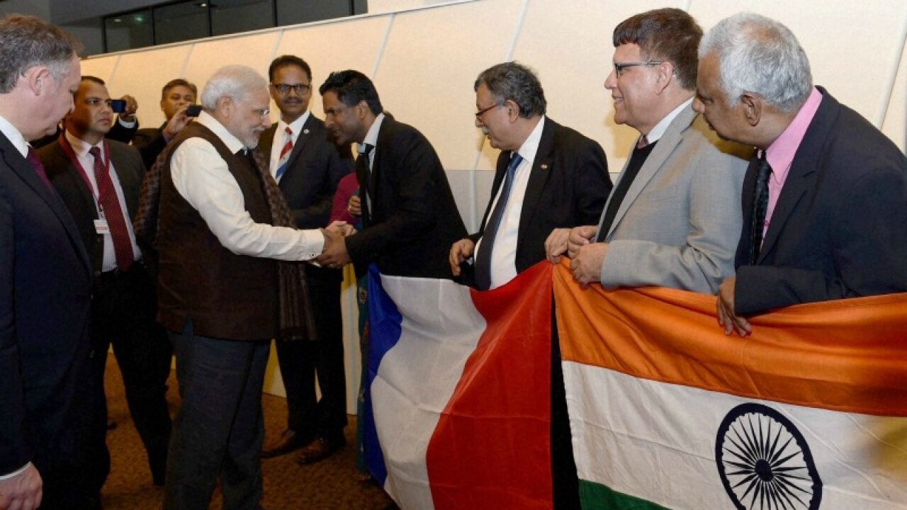PM Narendra Modi meets Indian community in Paris