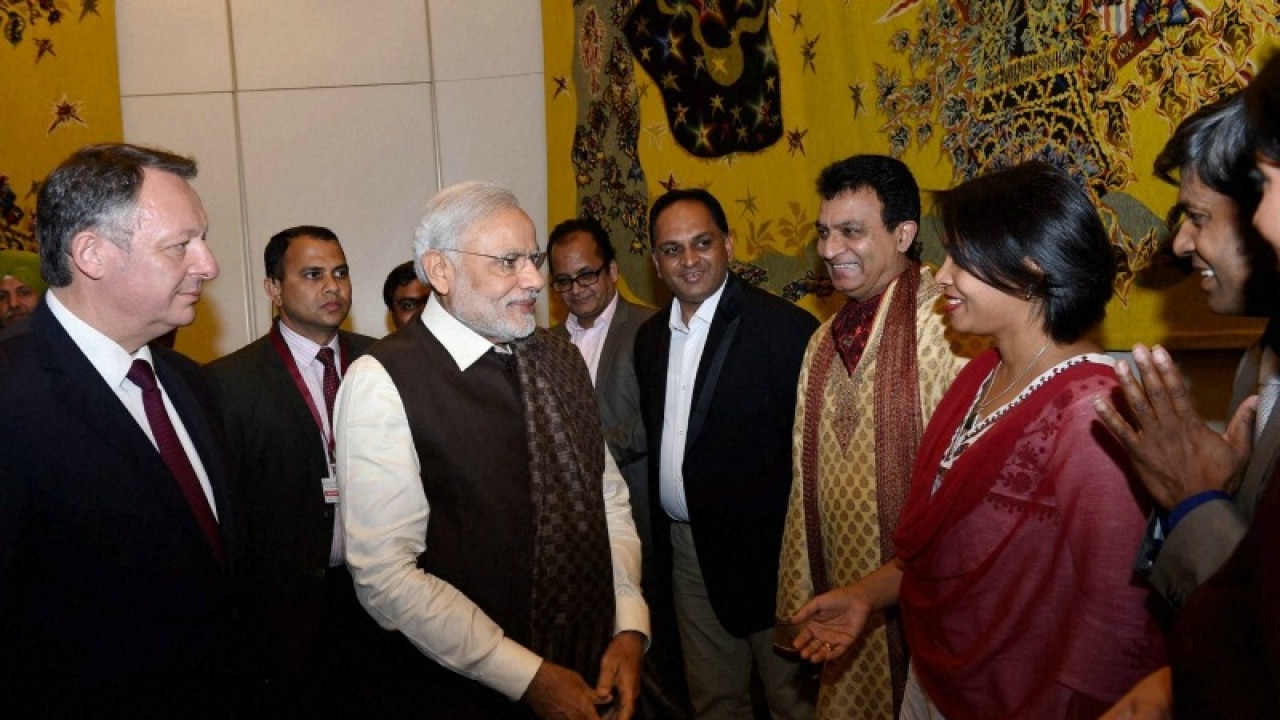 PM Narendra Modi meets Indian community in Paris