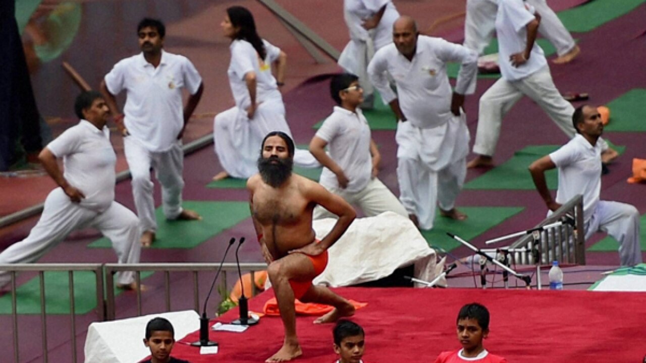 International Yoga Day: Swami Ramdev holds preparatory session