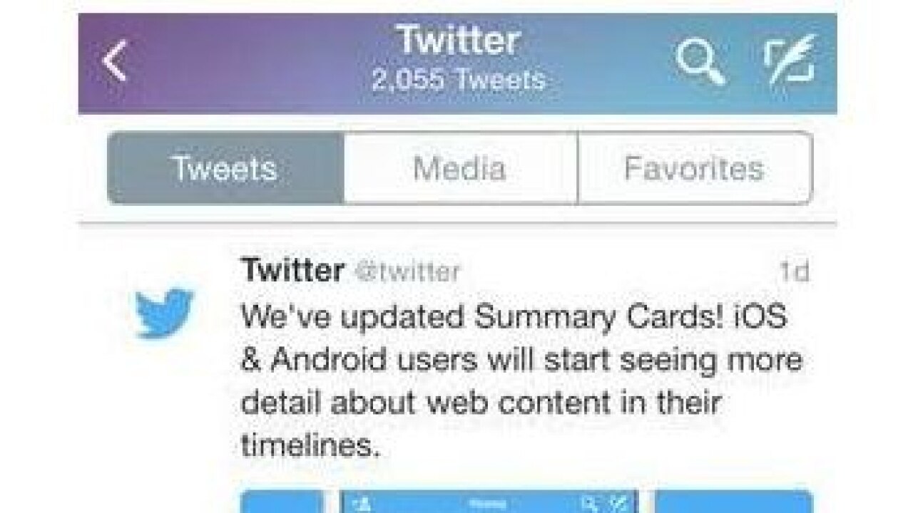 Twitter updates summary cards in its timeline