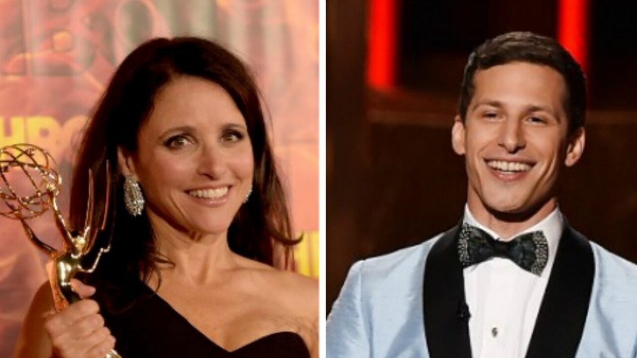 Andy Samberg, Julia Louis-Dreyfus take pot shots at Donald Trump during ...