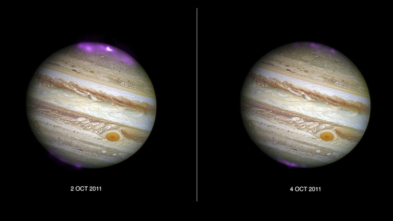 Jupiter shimmers with 'Northern Lights' after solar storms