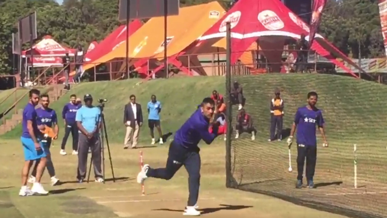 Watch: 'Bowler' Dhoni prepares to knock over Zimbabweans