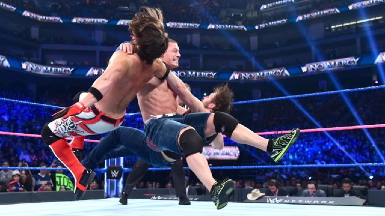 WWE No Mercy 2016 Results: AJ Styles beats John Cena and Dean Ambrose ...