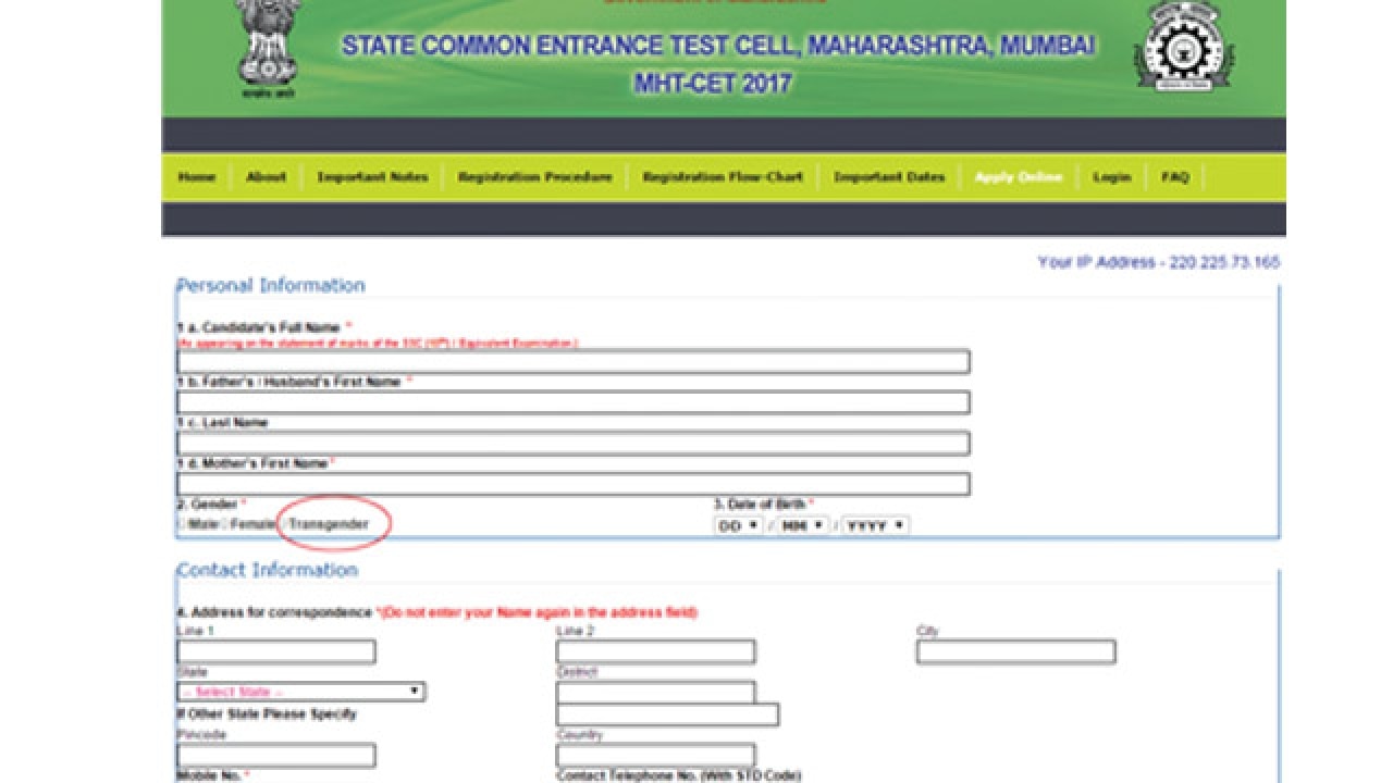 Now, transgender option available on forms
