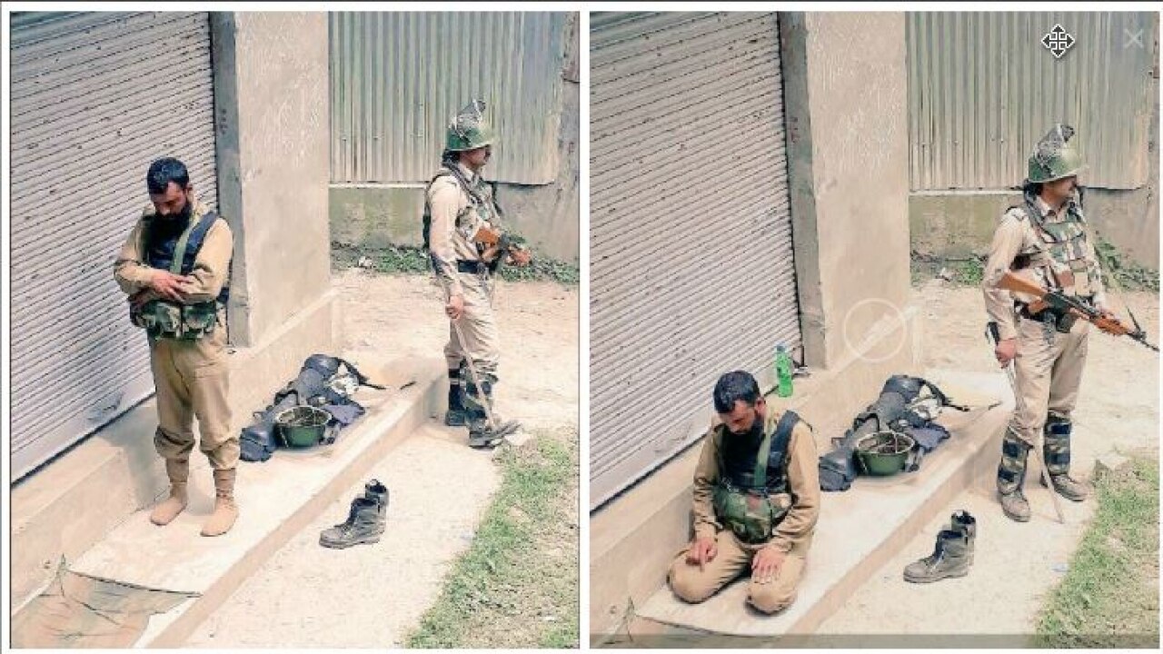 J&K: Viral image of CRPF jawan doing namaaz, with fellow soldier ...