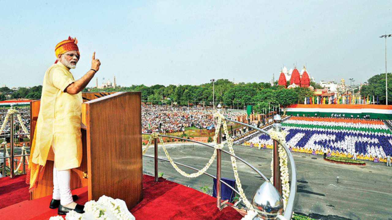 At 57 mins, Modi makes his shortest I-Day speech