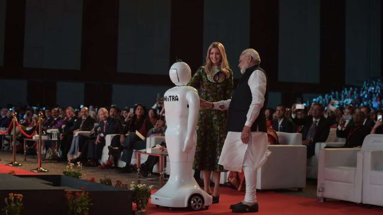 Watch: Mitra - a humanoid robot - helps PM Modi and Ivanka Trump ...