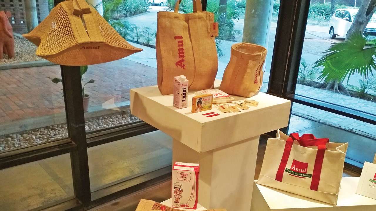 NID-designed jute bags to aid carry Amul milk packets