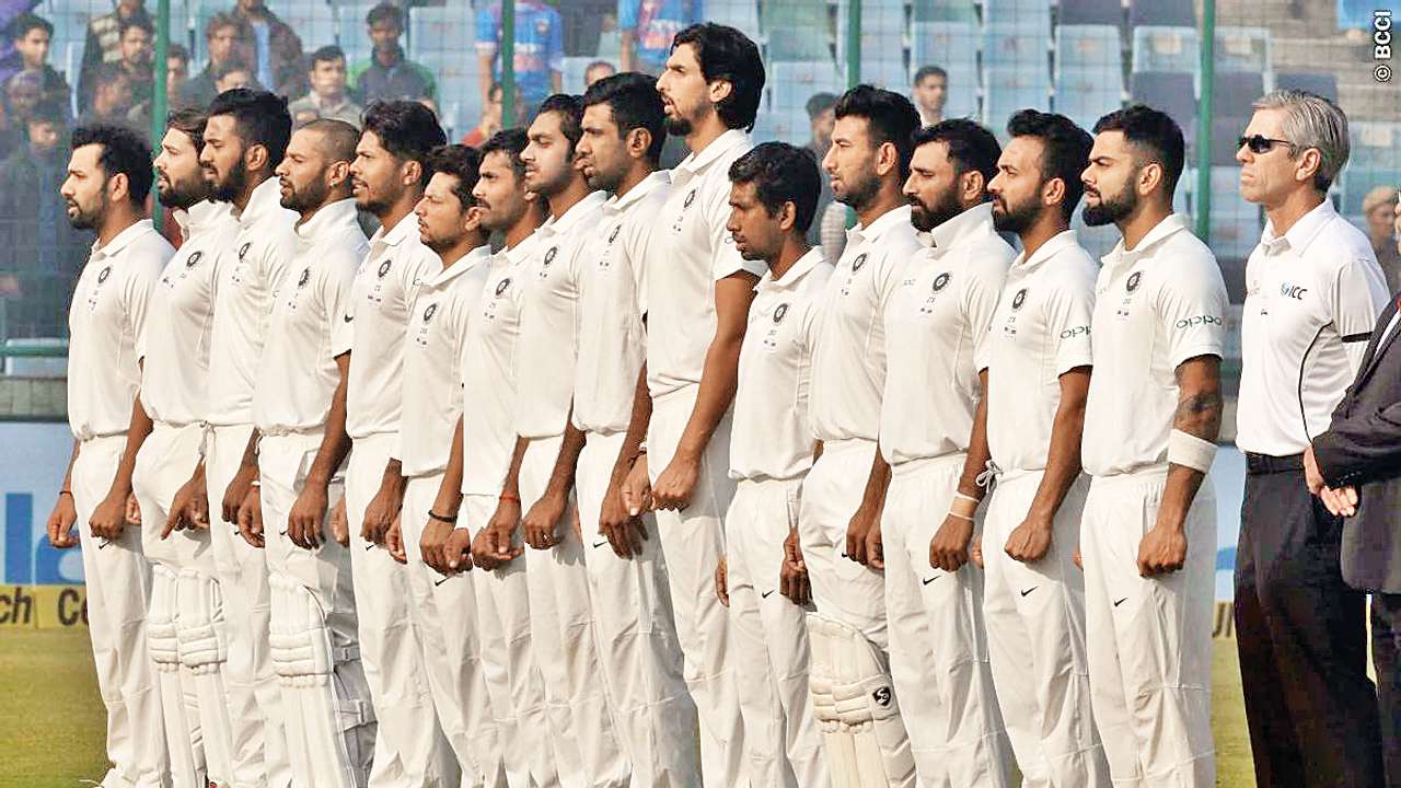 Team India honours Armed Forces Week, sports badges during test