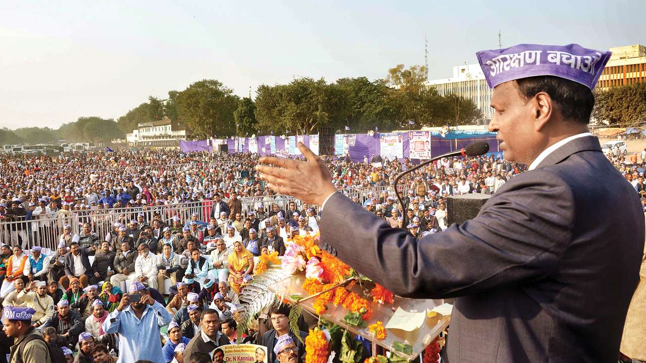 MP Udit Raj holds 'Save Reservation' rally at Ramlila Maidan