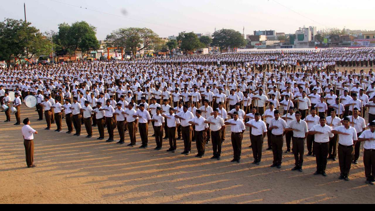 In Pics: RSS workers demonstrate march in Ahmedabad; welcomed by Muslim ...