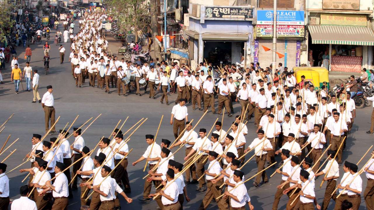 In Pics: RSS workers demonstrate march in Ahmedabad; welcomed by Muslim ...