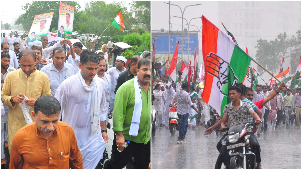 Showers fail to dampen Congress rally in Jaipur