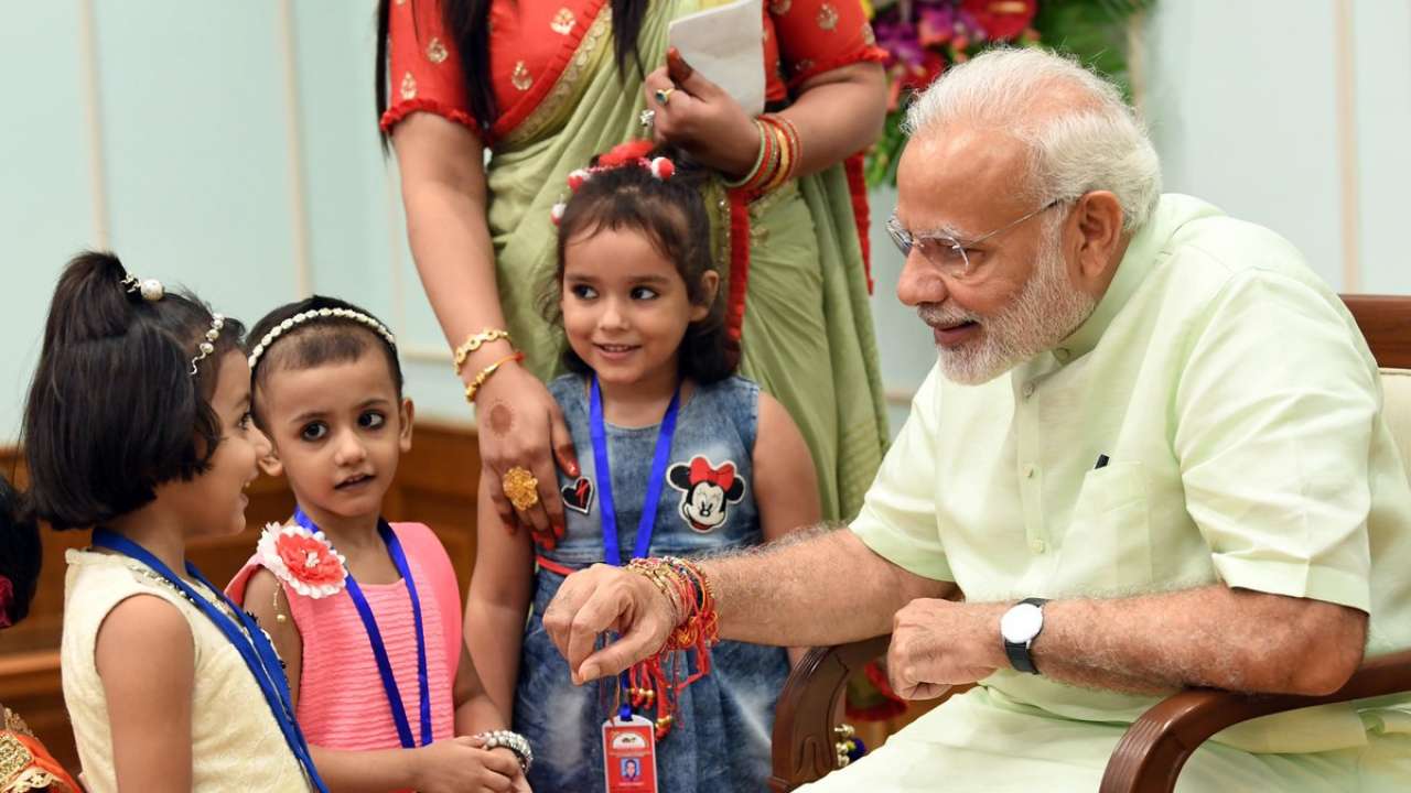 Raksha Bandhan 2018: See pictures of PM Modi celebrating rakhi with ...