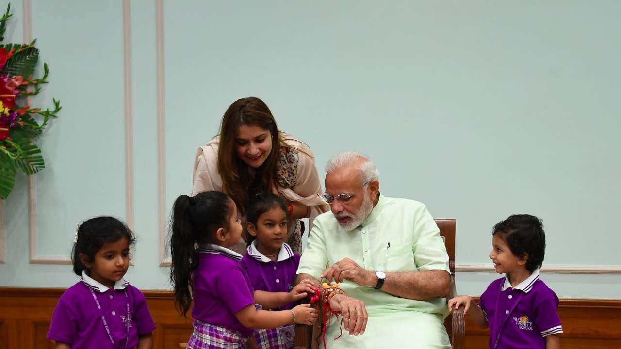 Raksha Bandhan 2018: See pictures of PM Modi celebrating rakhi with ...