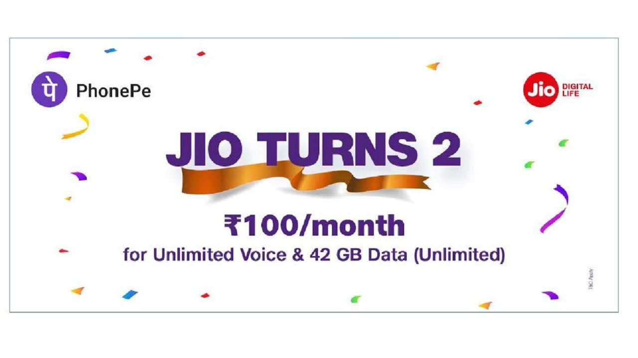 Reliance Jio offer: Get Rs 100 cashback from Rs 399 plan via PhonePe