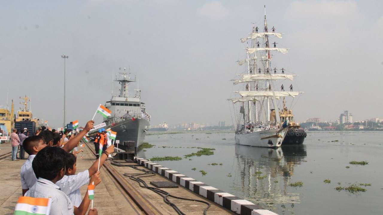 Naval ship INS Tarangini returns after 7-month long voyage