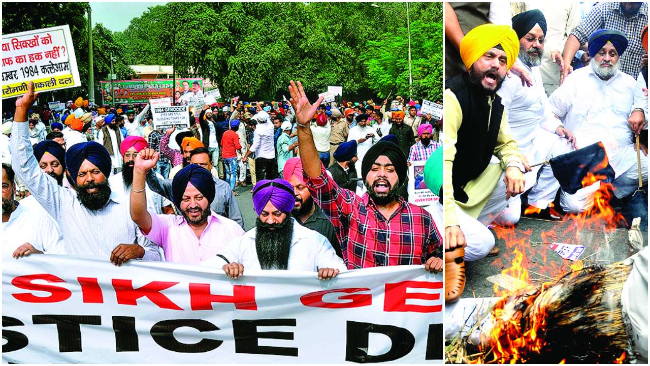 Akali Dal members detained by Delhi police during protest against 1984 ...